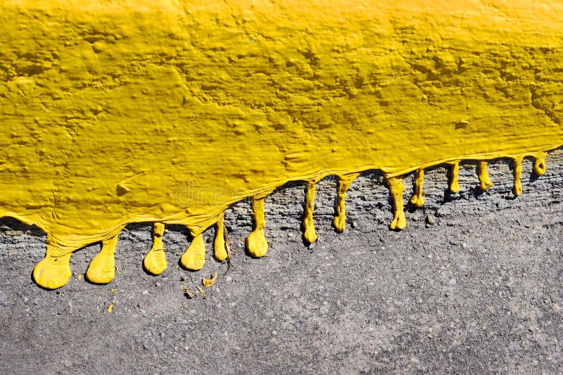 Yellow Dripping Paint Texture on Concrete Stock Image - Image of colour ...