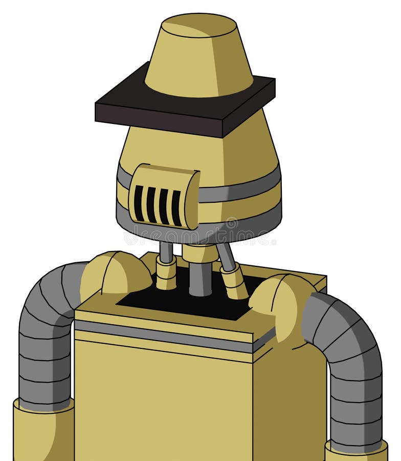 Yellow Droid with Cone Head and Speakers Mouth and Black Visor Cyclops ...