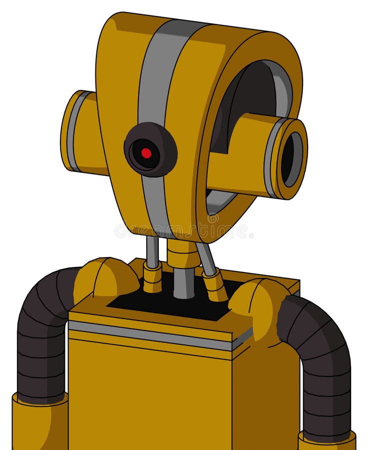 Yellow Droid with Droid Head and Black Cyclops Eye Stock Illustration ...