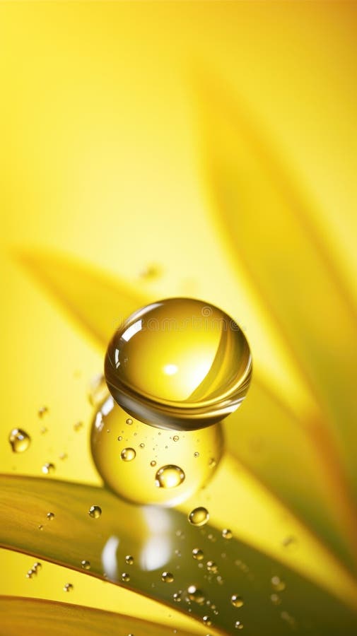 A Yellow Drop of Oil on a Leaf, AI Stock Illustration - Illustration of ...