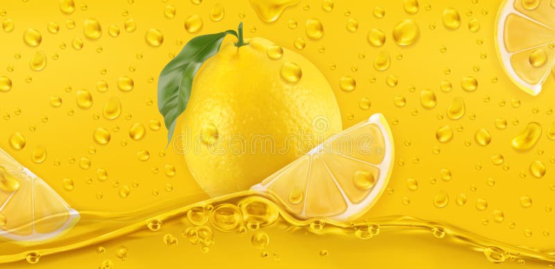 Yellow drops. Lemon stock vector. Illustration of realism - 283749601