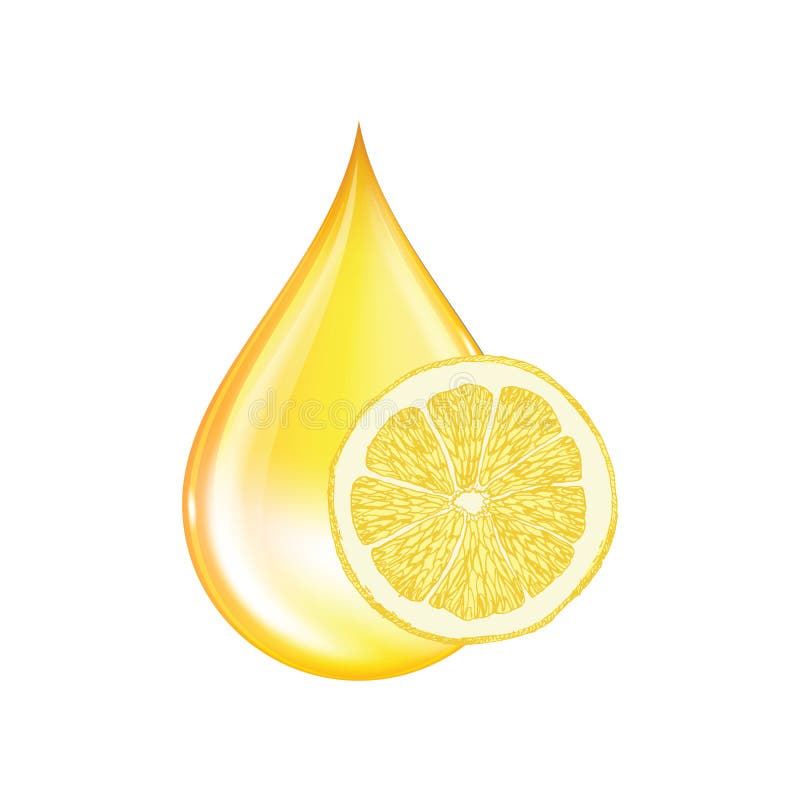 Yellow Drops with a Slice of Lemon on White Stock Vector - Illustration ...