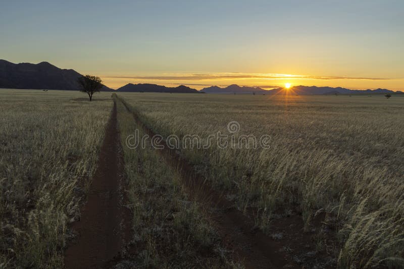Yellow Sunset and Clouds at the Dune in Namib Desert Stock Photo ...
