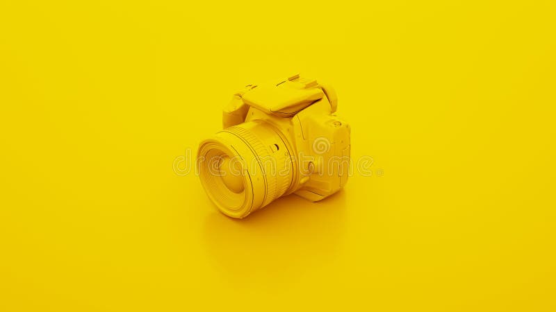 Yellow DSLR Camera. 3D Illustration Stock Illustration - Illustration ...