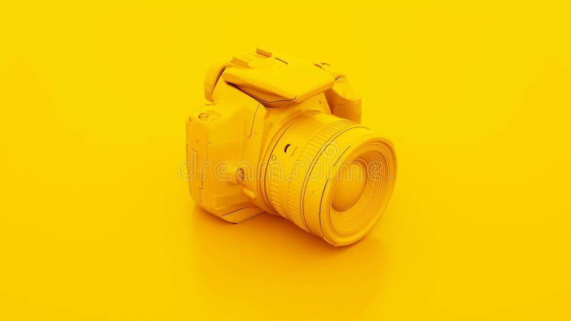 Yellow DSLR Camera. 3D Illustration Stock Illustration - Illustration ...
