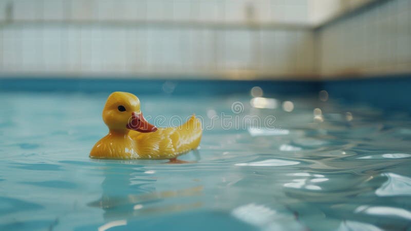 Yellow Duck in Swimming Pool Stock Illustration - Illustration of ...