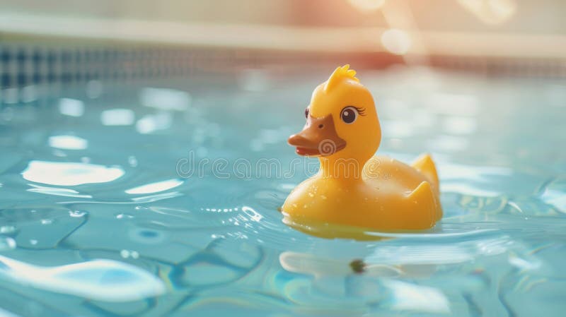 Yellow Duck in Swimming Pool Stock Illustration - Illustration of ...