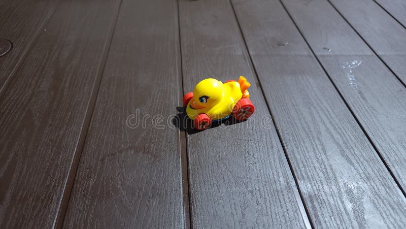 Yellow duck toy with wheel stock photo. Image of bird - 268644406