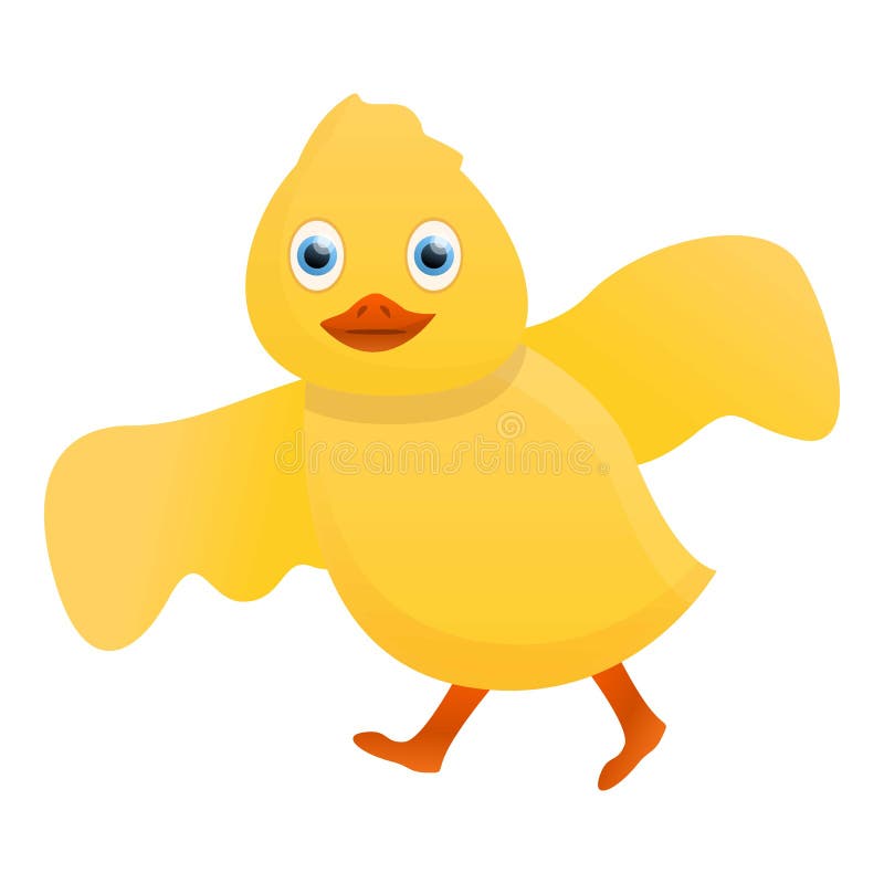 Yellow Duck Try To Fly Icon, Cartoon Style Stock Vector - Illustration ...