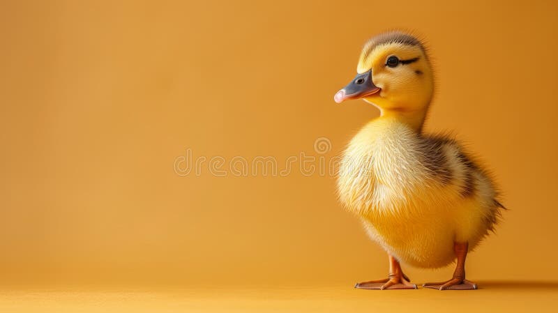 Yellow Duckling Standing on a Golden Background Stock Photo - Image of ...