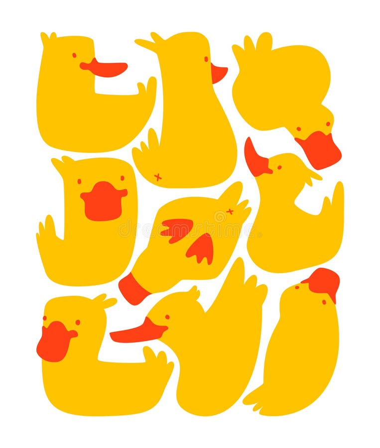Yellow Ducks Vector Illustration Isolated on White Stock Vector ...