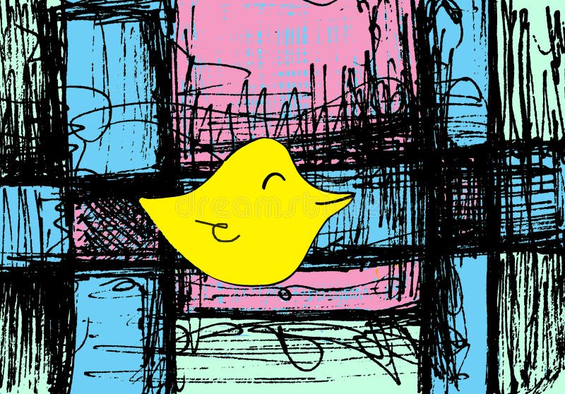 Yellow Ducky in the City Whimsical Art Stock Illustration ...