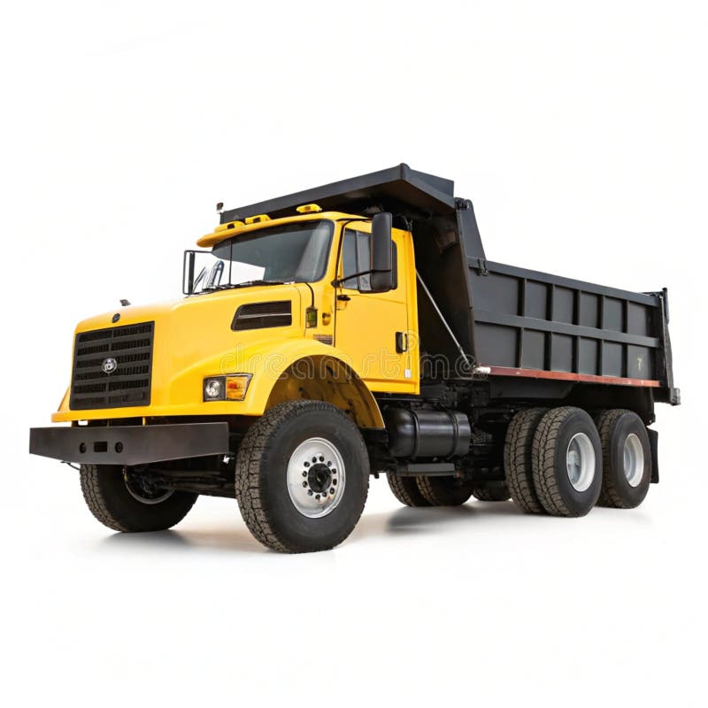 Yellow Dump Truck with Black Bumper Isolated on Transparent Background ...
