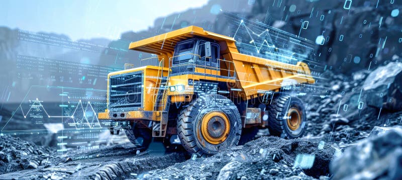 A Yellow Dump Truck Maneuvers through a Rugged Terrain, Its Path ...