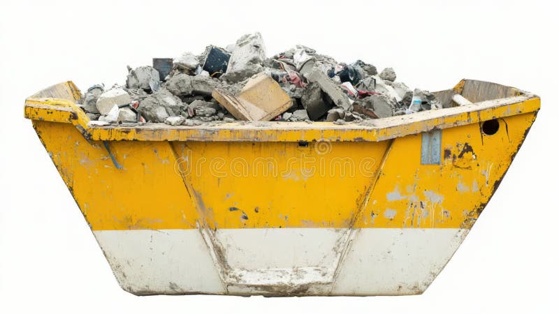 A Yellow Dumpster Overflowing with Debris and Trash Stock Footage ...