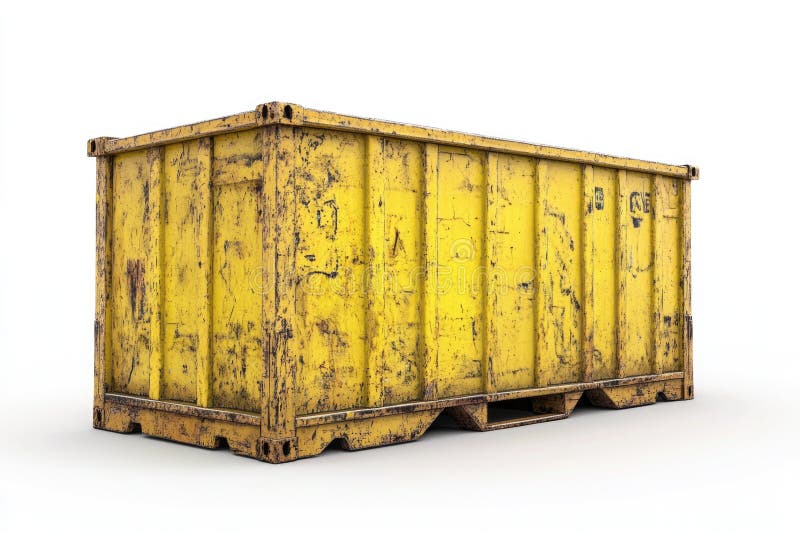 A Yellow Dumpster Sits on a White Floor, Ready for Use Stock Image ...