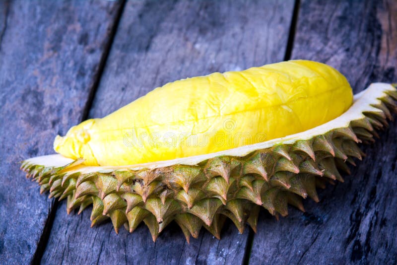 Yellow Durian on Wood Background Stock Photo - Image of ripe, flesh ...