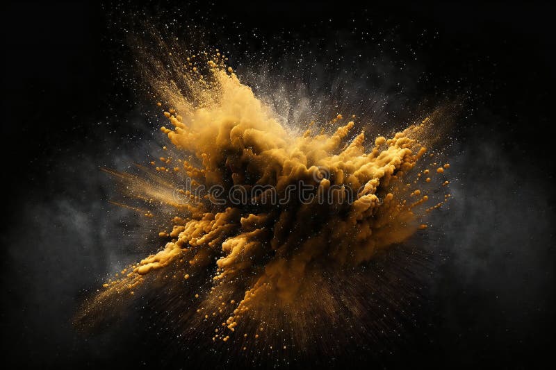 Yellow Dust Explosion on Black Background, Abstract, Backgrounds Stock ...