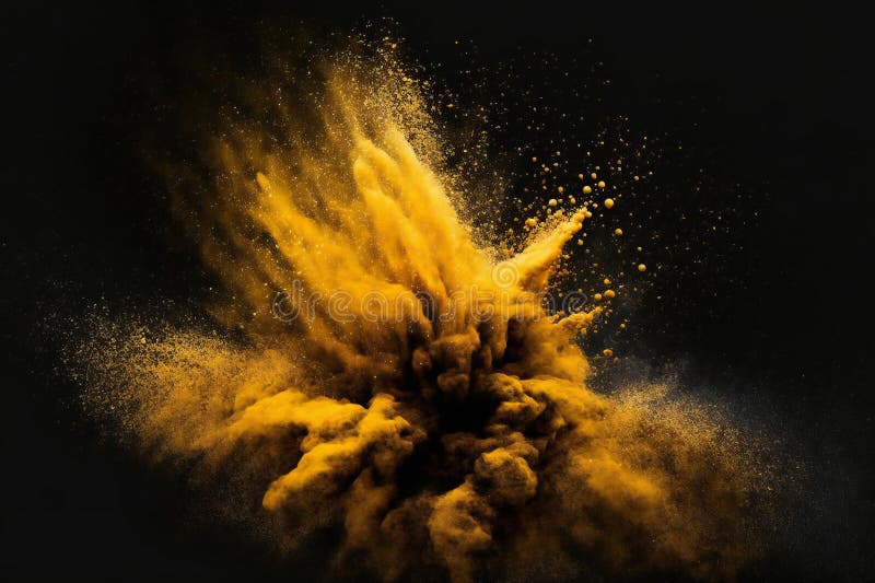 Yellow Dust Explosion on Black Background, Abstract, Backgrounds Stock ...