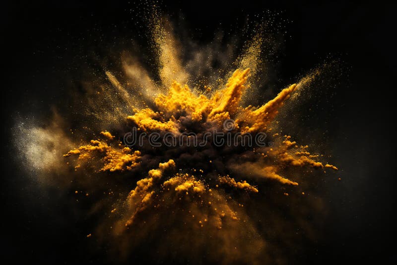 Yellow Dust Explosion on Black Background, Abstract, Backgrounds Stock ...