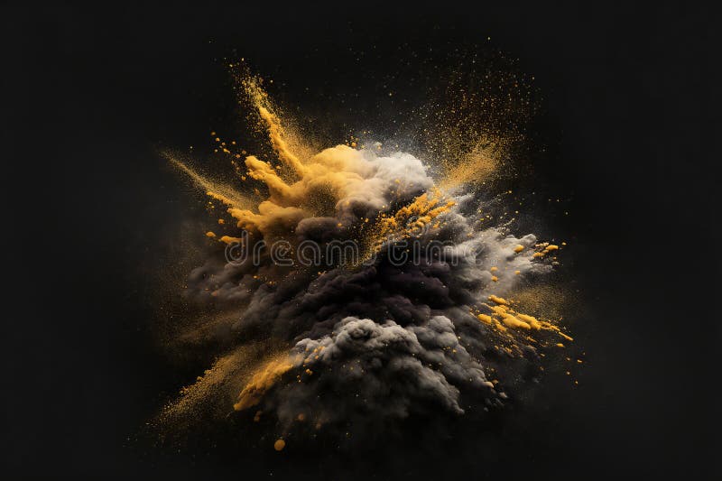 Yellow Dust Explosion on Black Background, Abstract, Backgrounds Stock ...