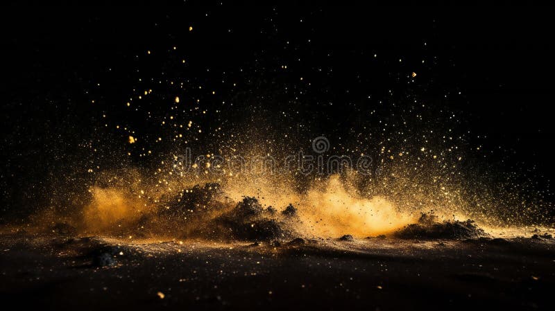 Yellow Dust Explosion on Black Background, Abstract, Backgrounds Stock ...