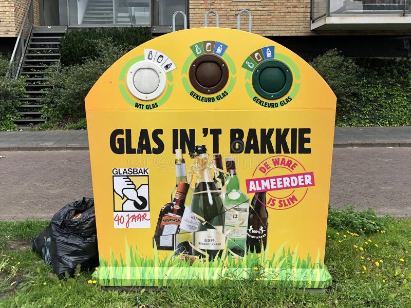 Yellow Dutch Glass Recycle Container. Editorial Stock Photo - Image of ...
