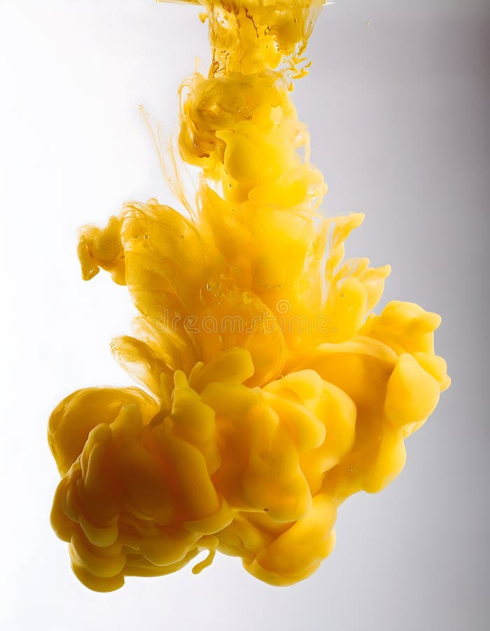 Yellow Dye Diluting in the Water Forming a Cloud Stock Illustration ...