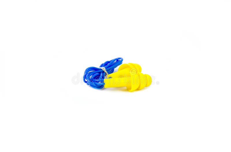 Yellow Ear Plugs with Blue Cord Stock Photo - Image of personal ...