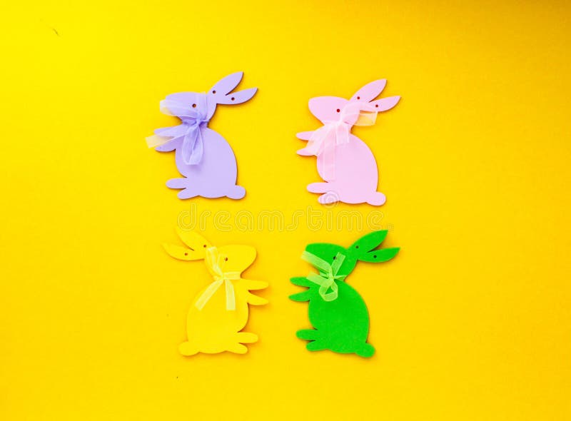 Easter Bunny on Yellow Background Stock Photo - Image of yellow ...