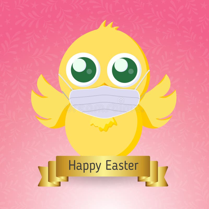 Yellow Easter Chick in Medical Mask - Vector Stock Vector ...