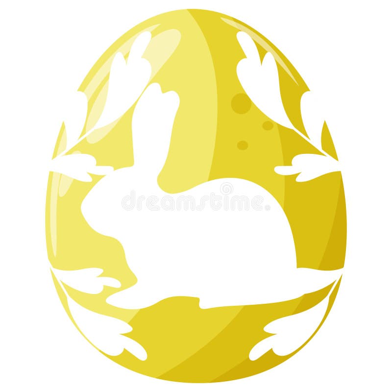Yellow Easter Egg Design with a Shadow of a Rabbit Sitting Stock Vector ...