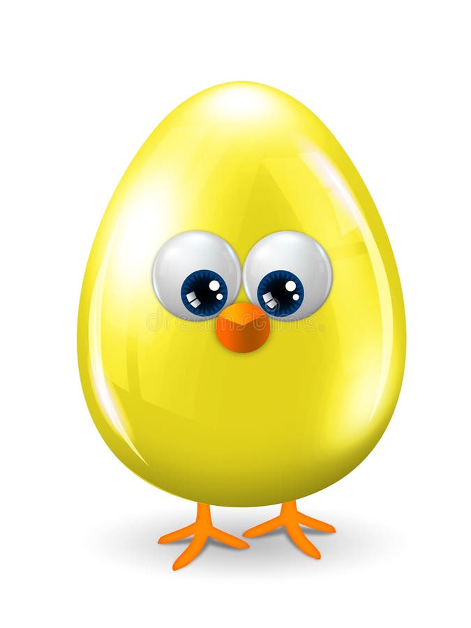Yellow Easter Egg With Eyes, Beak And Legs Over White B Stock ...