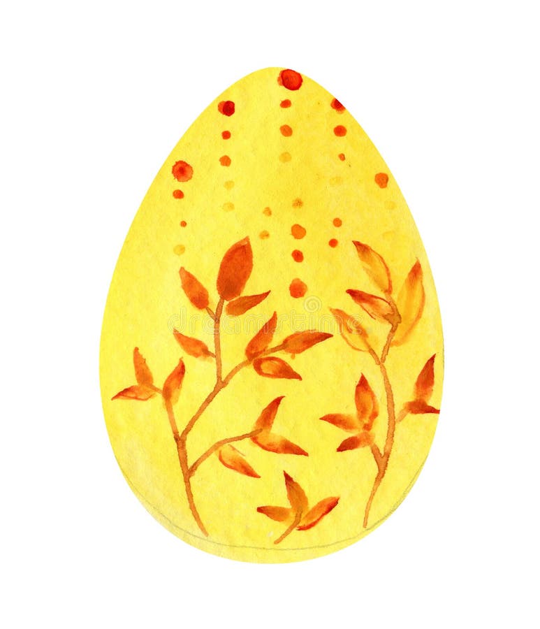 Yellow Easter Egg with Red Floral Pattern Stock Illustration ...