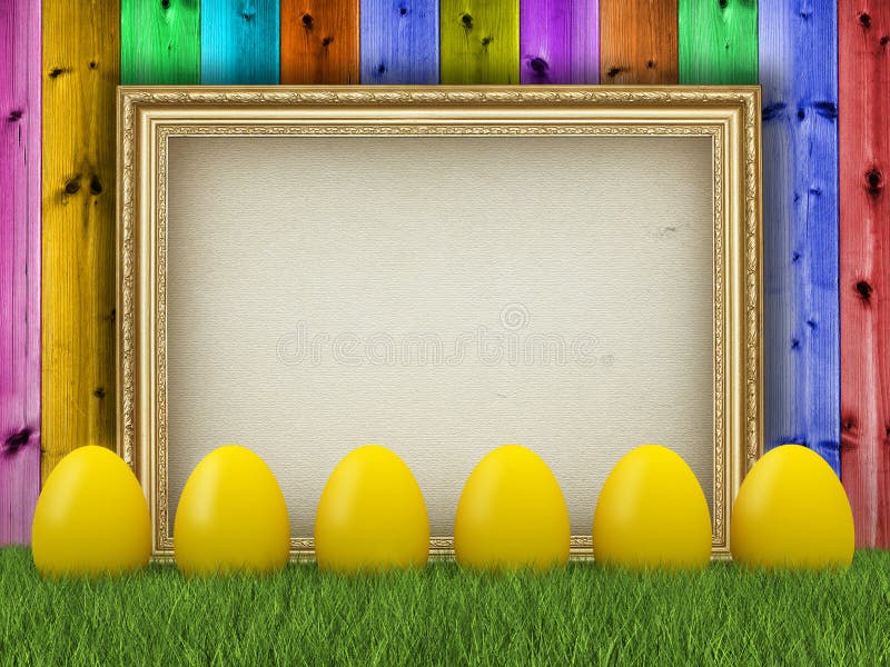 Yellow Easter Eggs and Blank Paper Sheet Stock Illustration ...