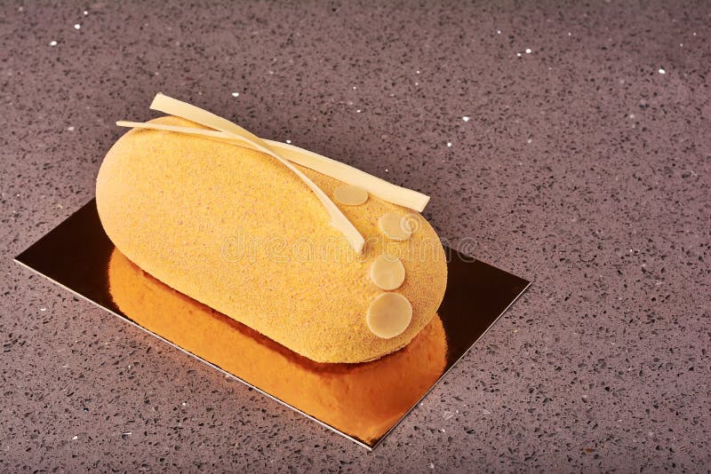 Yellow Eclair with Decoration. Stock Image - Image of baked, eclair ...