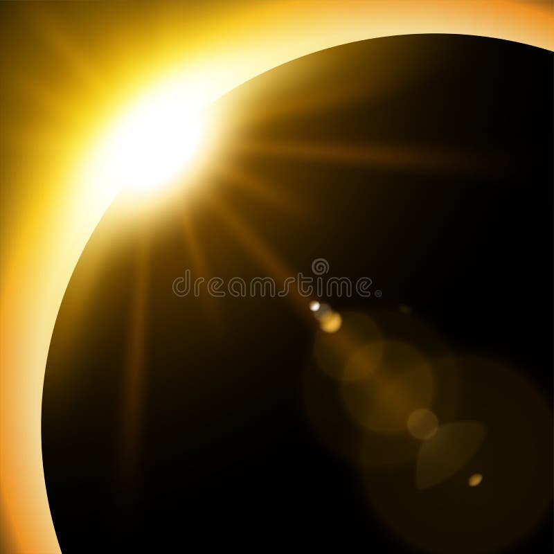 Gold Eclipse with Lens Flare. Isolated on Transparent Background Stock ...