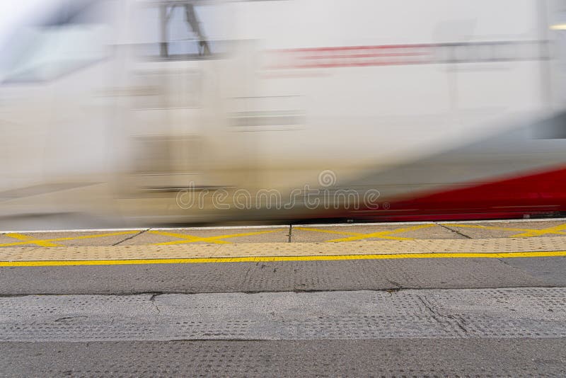 Yellow Edge Marking on Overground Railway Platform Stock Photo - Image ...
