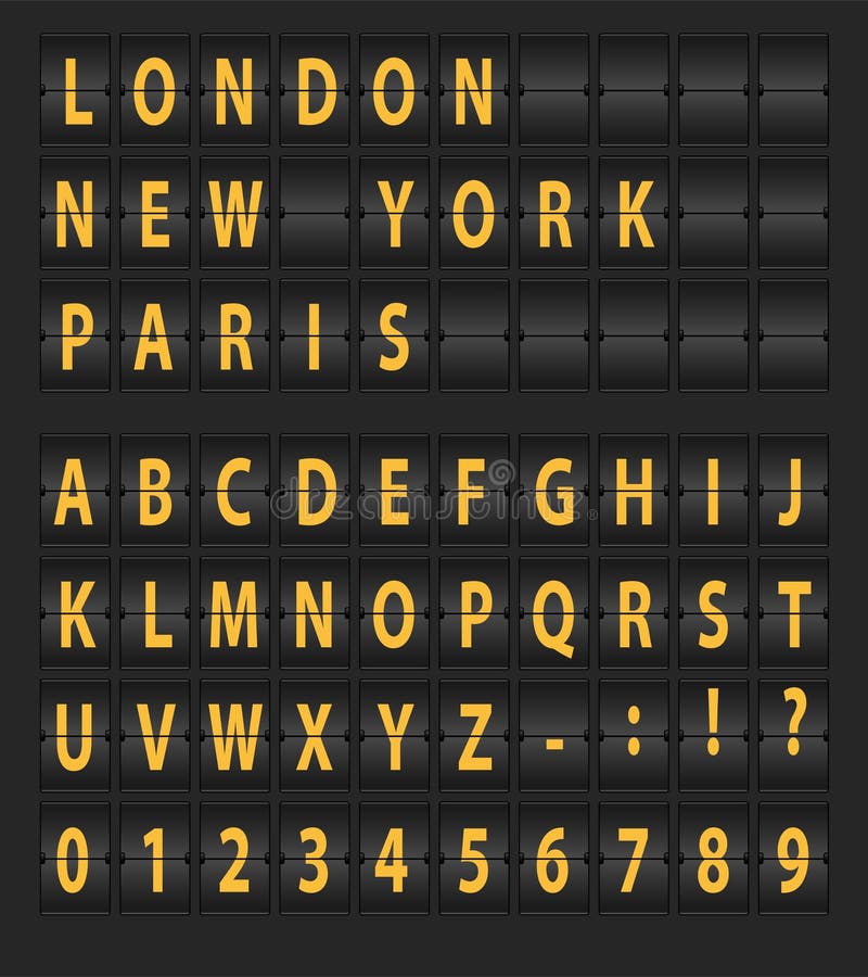 Yellow Editable Digital Split Flap Aviation Information Board, Vector ...