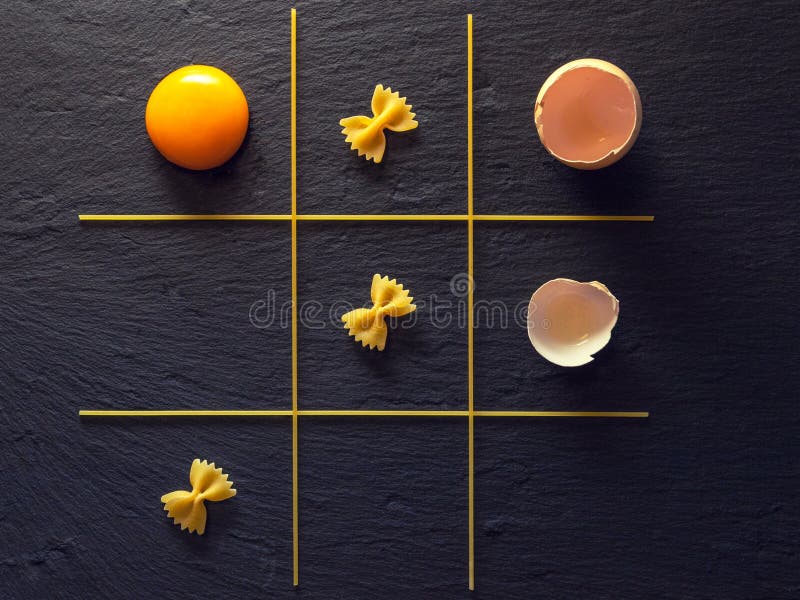 Yellow Egg with Pasta X and Zero Game Stock Image - Image of food ...