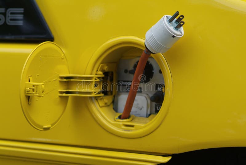 Yellow Electric Car Gas Tank Plug Stock Photo - Image of fuel, charge ...