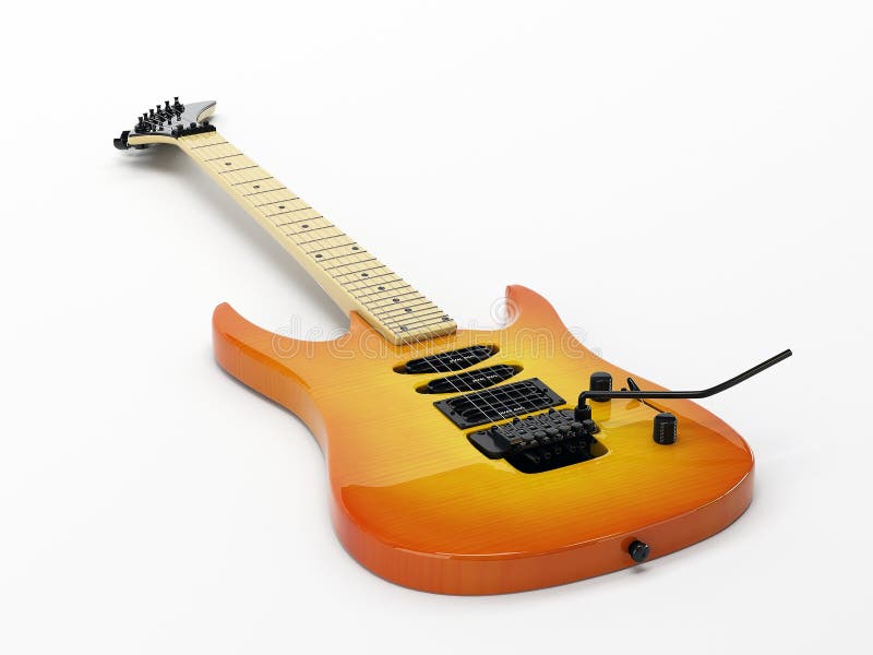 Yellow Electric Guitar stock image. Image of shiny, frets - 17119065