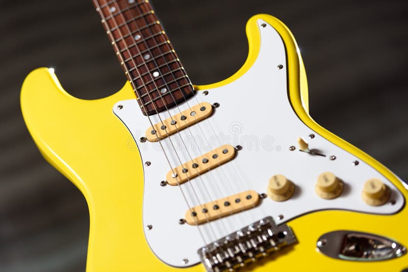 Guitarist with Yellow Fender Electric Guitar Stock Image - Image of ...