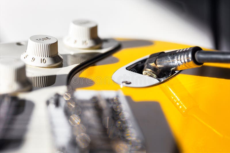 Yellow Electric Guitar with Knobs Tone and Volume Stock Image - Image ...