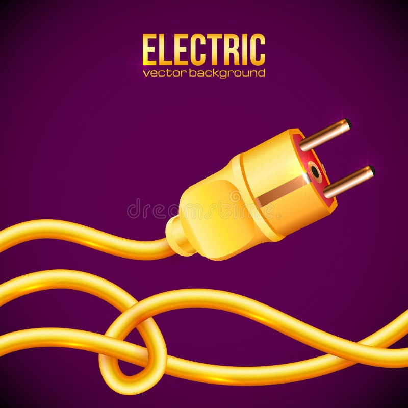 Yellow Electric Plug and Cables Stock Vector - Illustration of plug ...