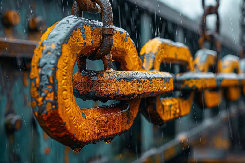 Yellow Electric Winch with Metal Chains for Heavy Load Lifting in ...