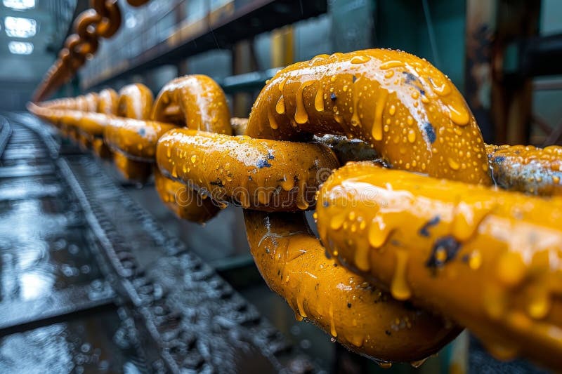 Yellow Electric Winch with Metal Chains for Heavy Load Lifting in ...