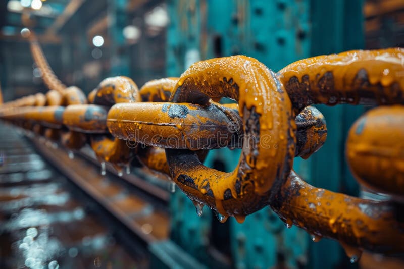 Yellow Electric Winch with Metal Chains for Heavy Load Lifting in ...