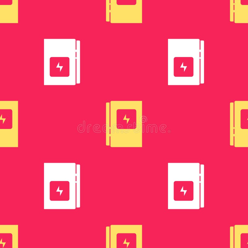 Yellow Electrical Panel Icon Isolated Seamless Pattern on Red ...