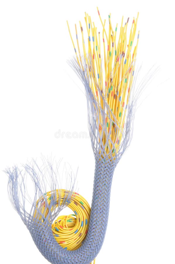 Yellow Electrical Wires with Cable Shield Stock Image - Image of ...